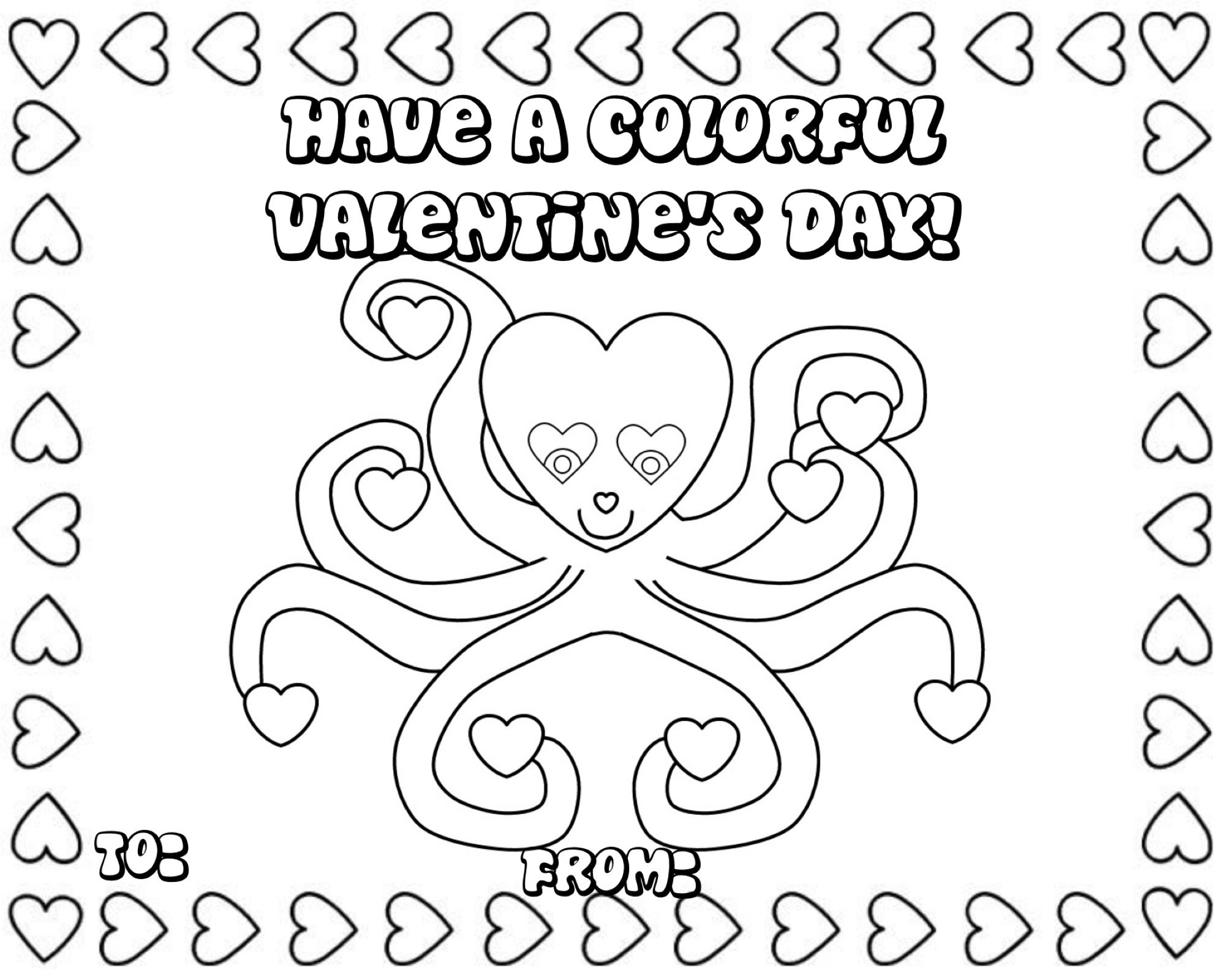 Coloring Valentine's Day Cards, Kids Valentine Cards, Class Valentines ...