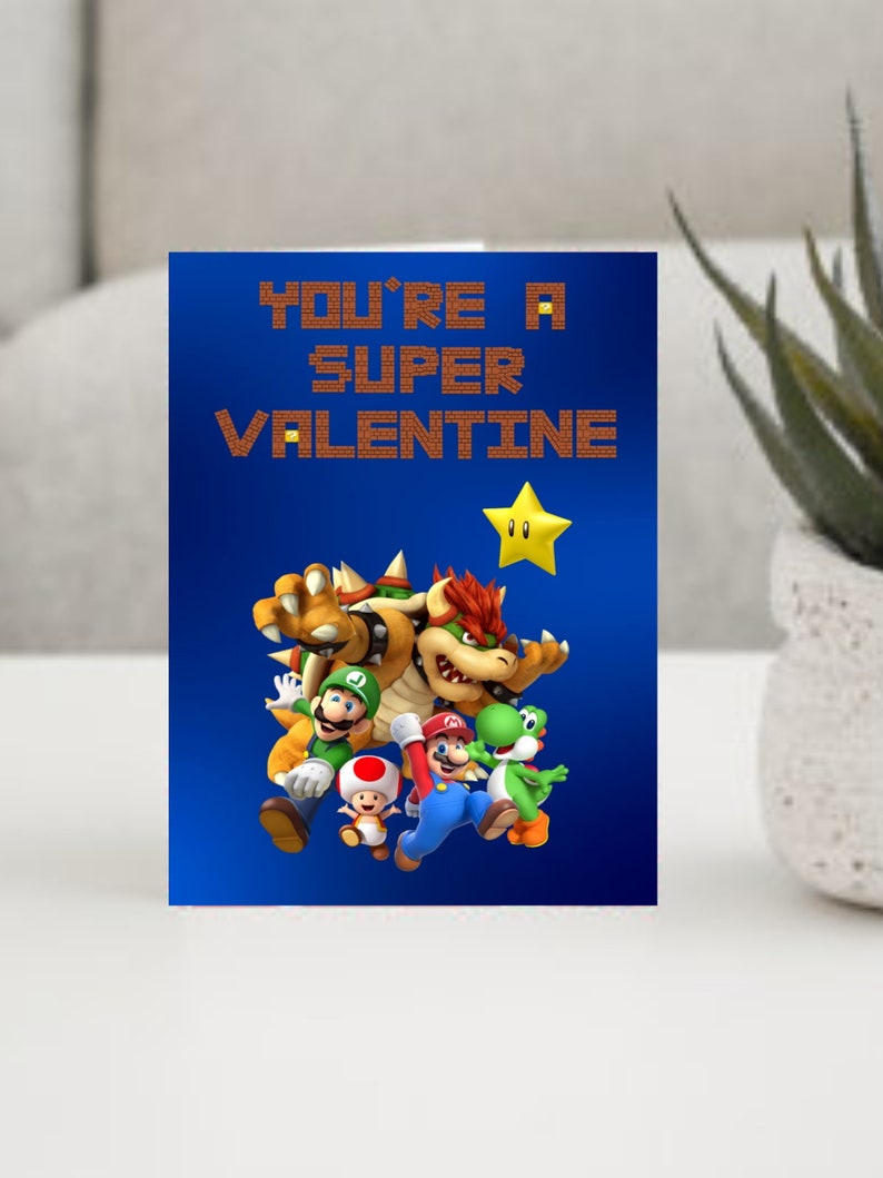 Digital Valentine's Day Card, Digital Download, Printable, Super Mario ...