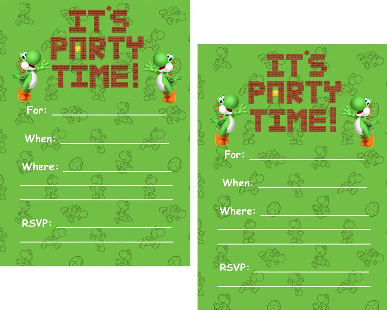 Yoshi Digital Party Invitation Super Mario Universe Digital | Etsy