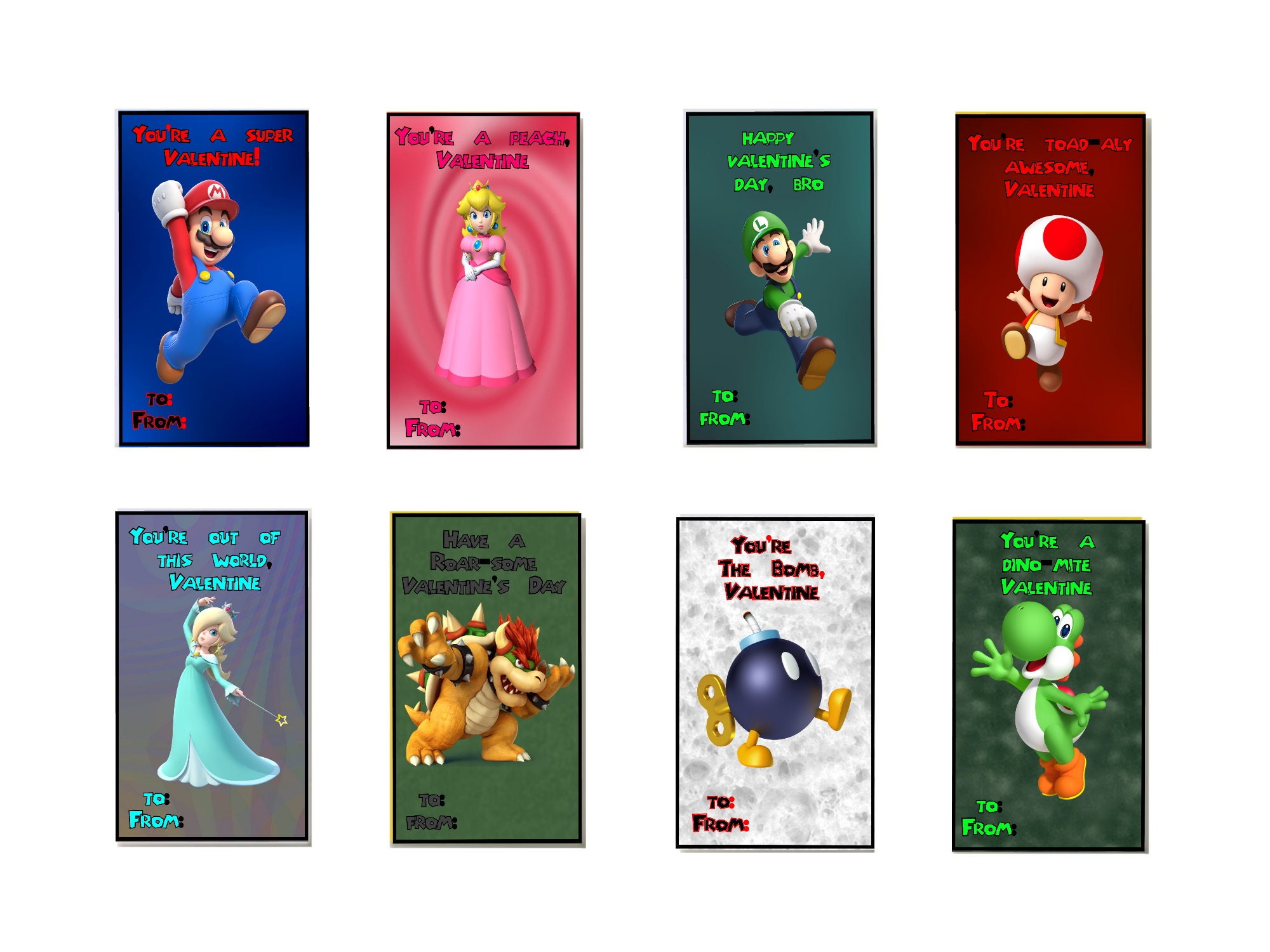 Super Mario Valentine Cards, Kids Valentine Cards, Class Valentines ...
