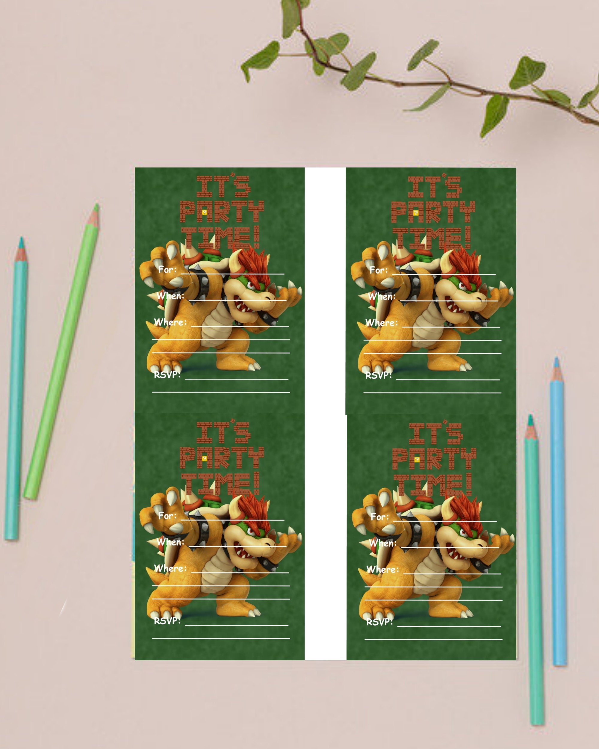 Bowser Digital Party Invitation, Super Mario Universe, Digital Download ...