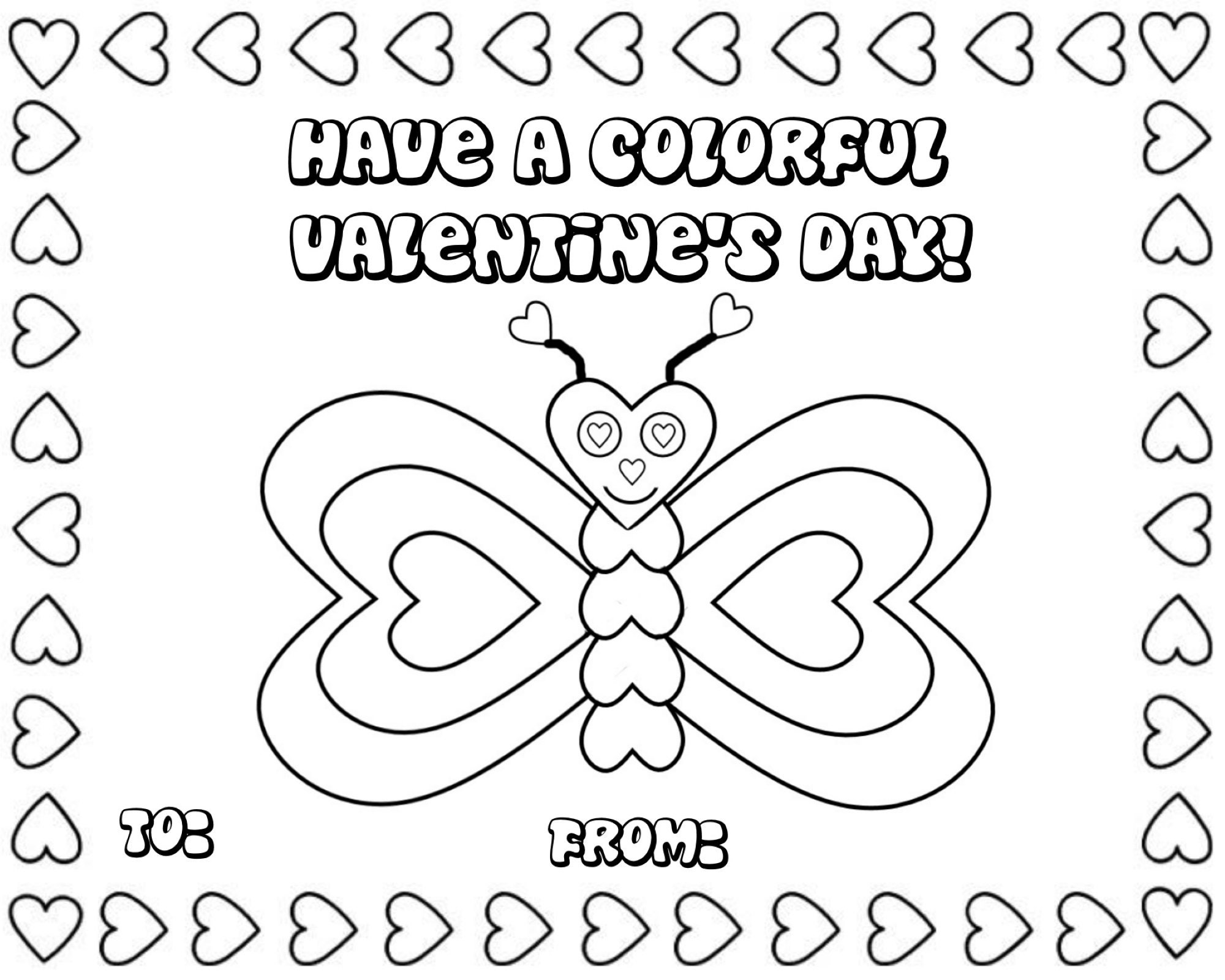 Coloring Valentine's Day Cards, Kids Valentine Cards, Class Valentines ...
