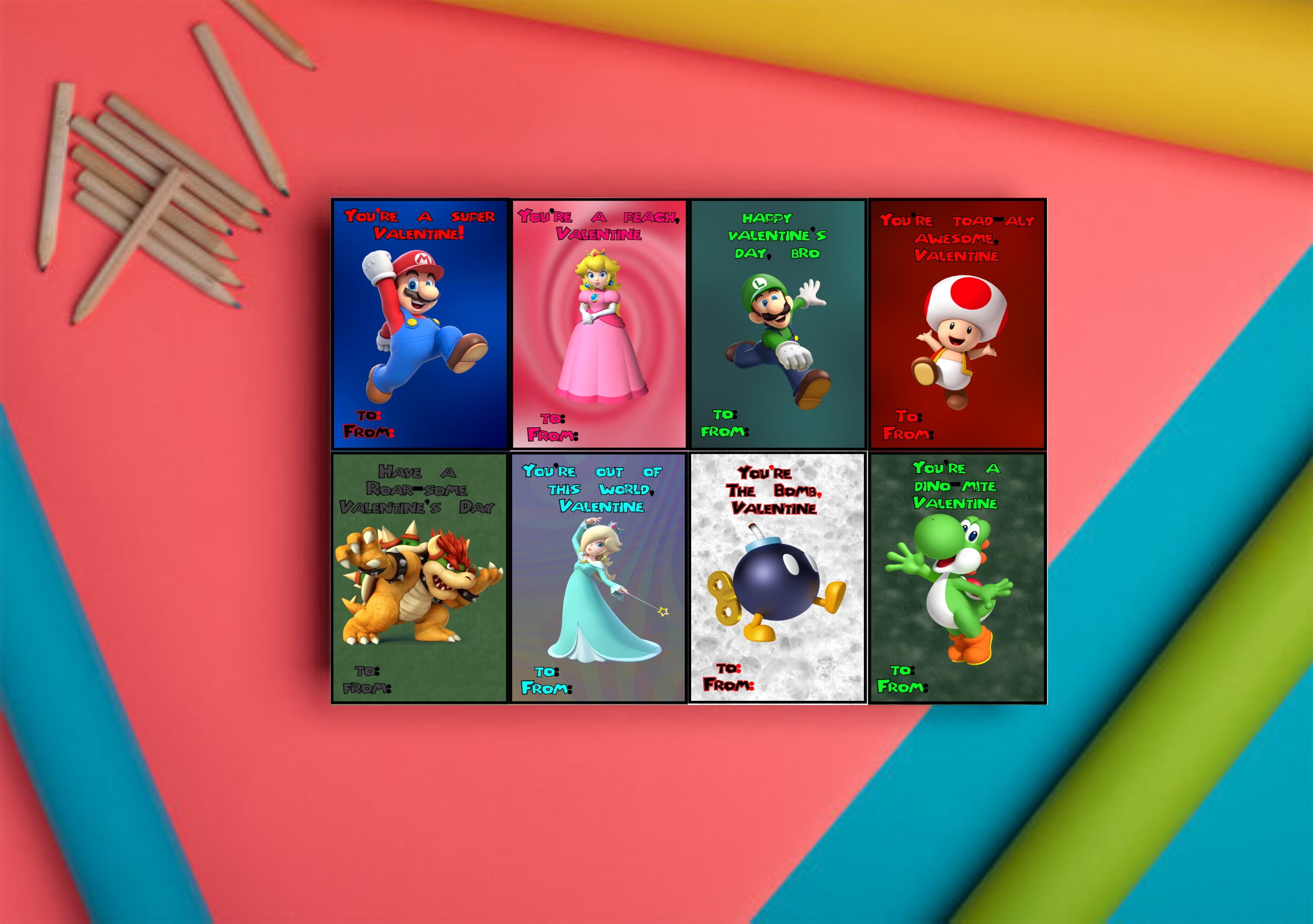 Super Mario Valentine Cards, Kids Valentine Cards, Class Valentines ...