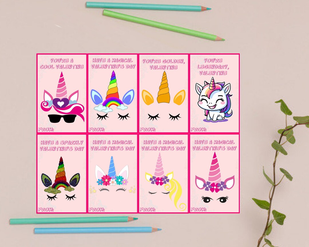 Unicorn Valentine Cards, Kids Valentine Cards, Class Valentines, Class ...