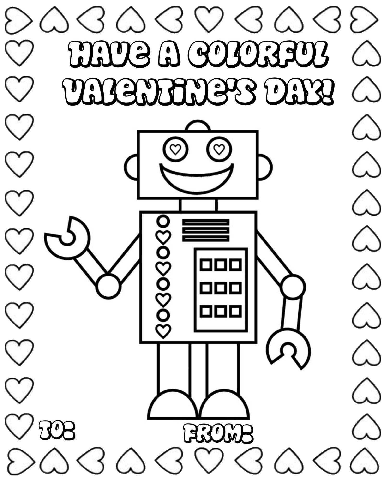 Coloring Valentine's Day Cards, Kids Valentine Cards, Class Valentines ...