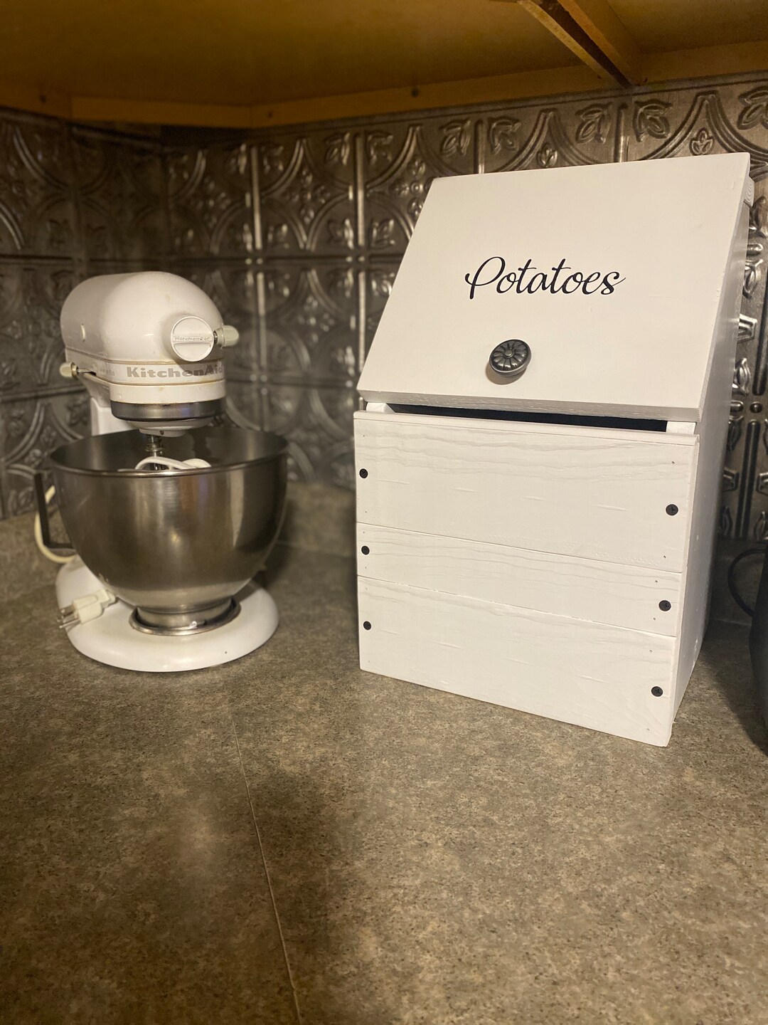 Wooden Countertop Potato Bin / Vegetable Storage Bin / Snack Bin ...
