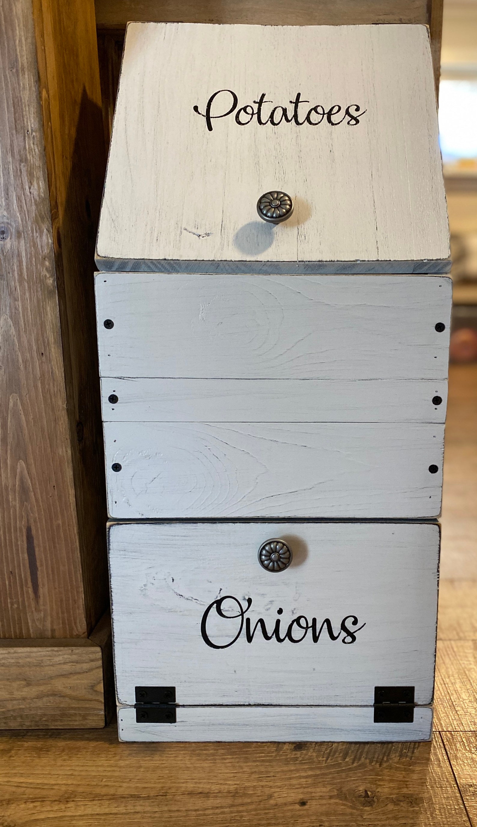 Wooden Potato & Onion Bin / Vegetable Storage / Potato Bin / Onion Bin ...