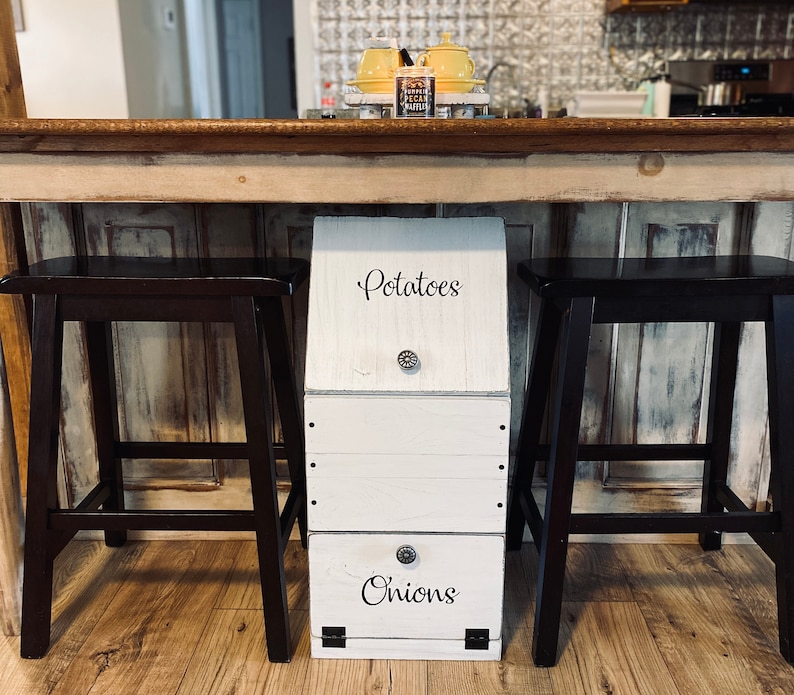 Wooden Potato & Onion Bin / Vegetable Storage / Potato Bin / Onion Bin ...