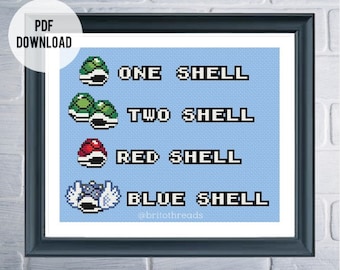 Blue Shell Mario Kart Cross Stitch Pattern - Etsy