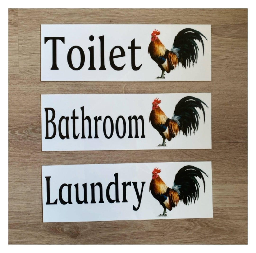 Rooster Toilet Laundry Bathroom Sign - Etsy