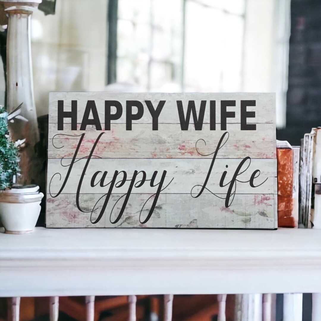 Happy Wife Life Sign - Etsy