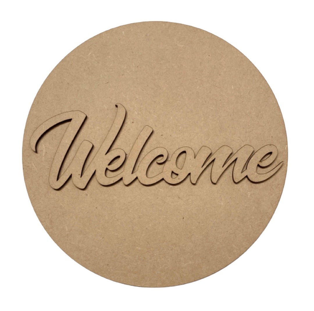 Welcome Circle Sign MDF Wood DIY Craft - Etsy