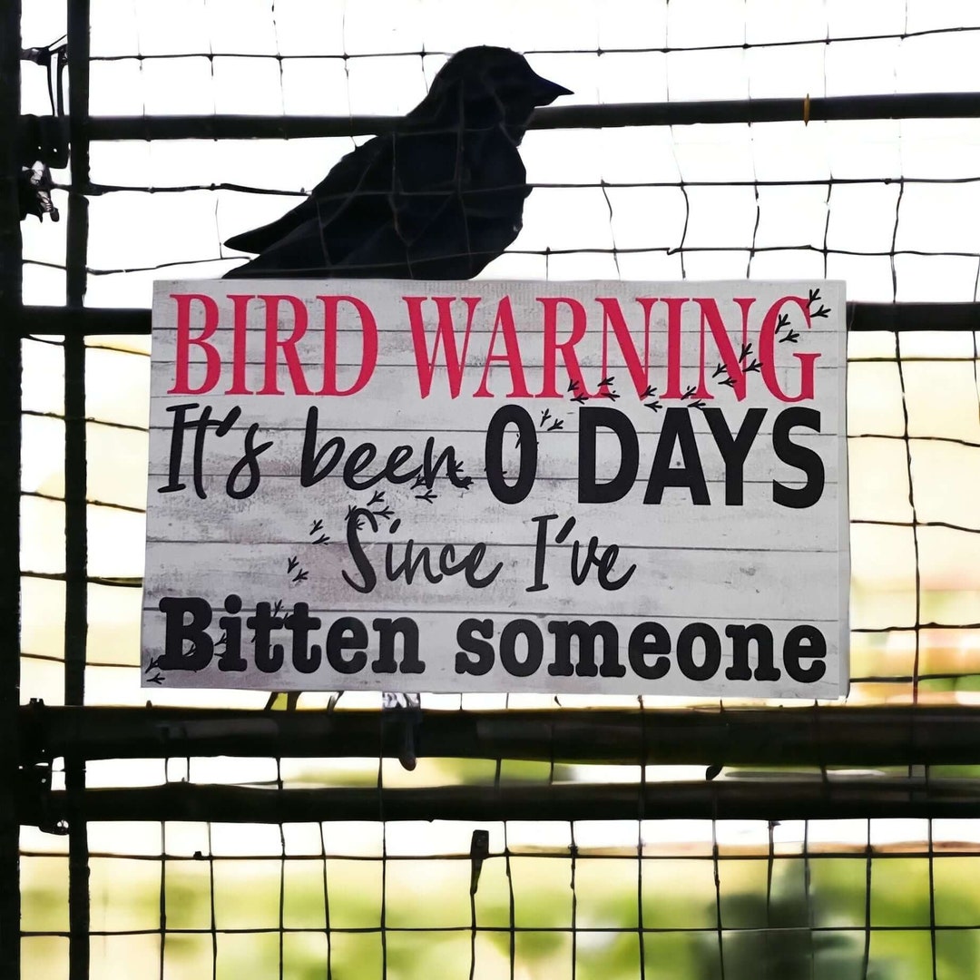 Warning Bird Biting Funny Sign - Etsy
