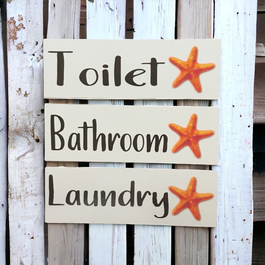 Starfish Orange Beach Door Sign Toilet Laundry Bathroom - Etsy