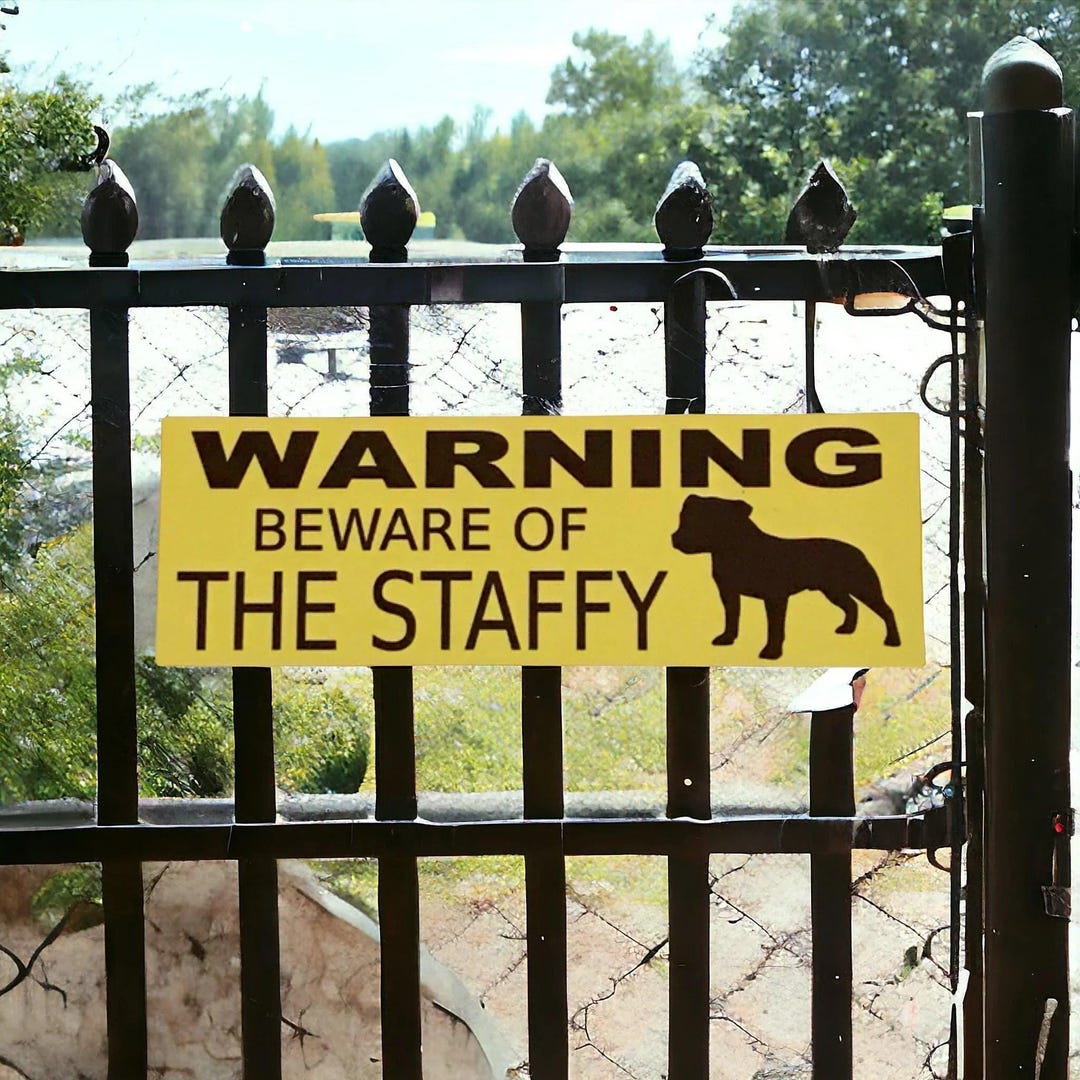 Warning Beware of the Staffy Dog Sign - Etsy UK
