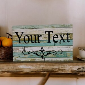 Custom Personalised Rustic Blue MDF Wood Sign - Etsy