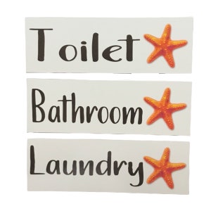 Starfish Orange Beach Door Sign Toilet Laundry Bathroom - Etsy