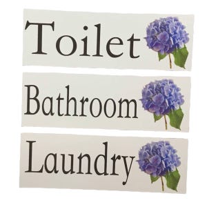 Hydrangea Flower Door Sign Toilet Laundry Bathroom - Etsy