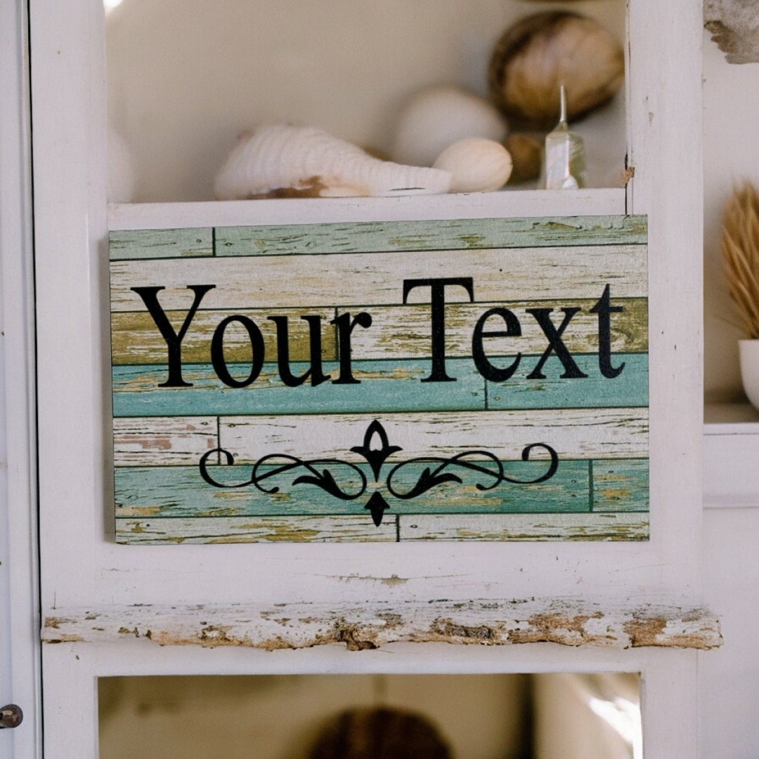 Custom Personalised Rustic Blue MDF Wood Sign - Etsy