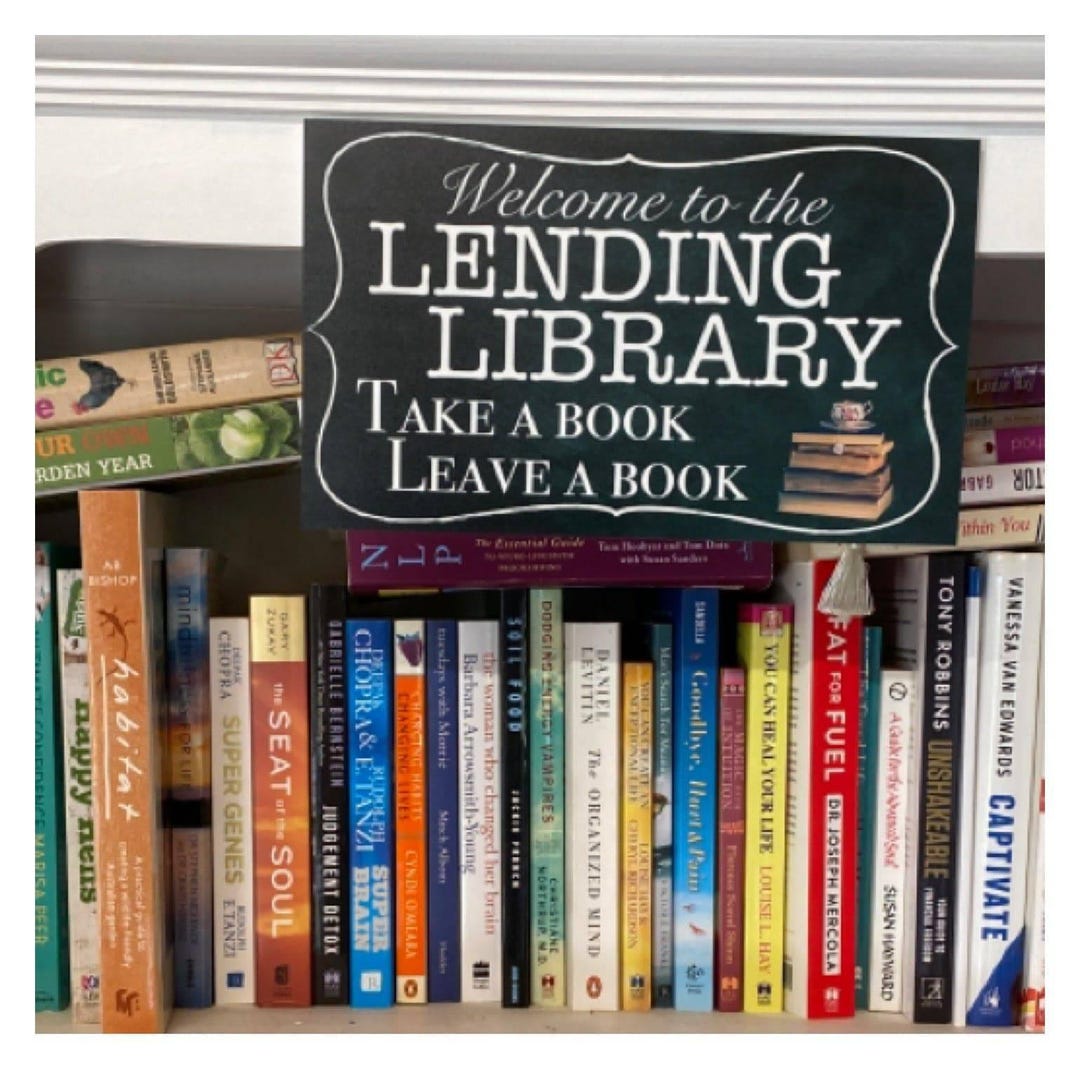 Lending Library Street Book Borrow Sign - Etsy