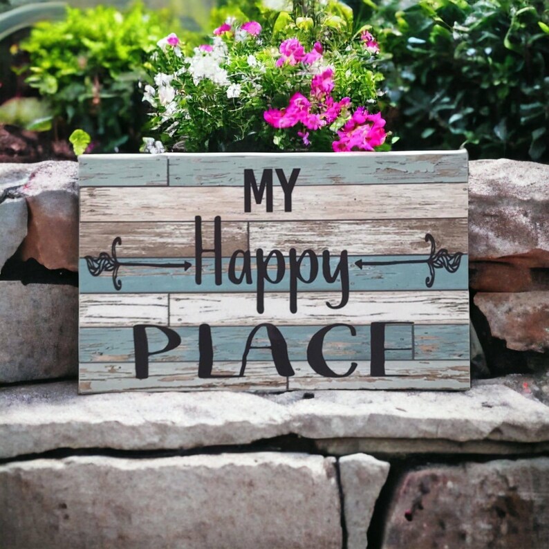 My Happy Place Rustic Blue Sign - Etsy