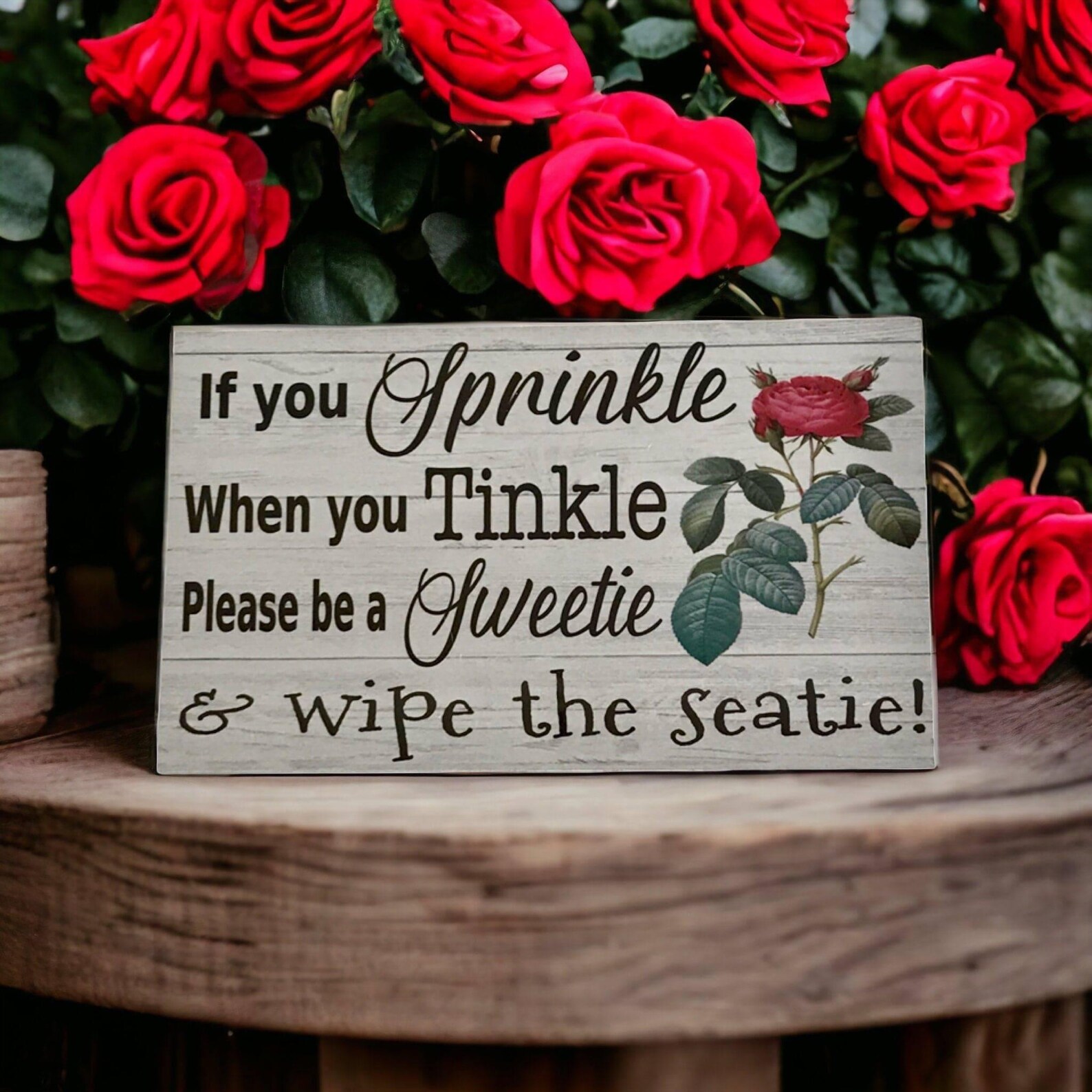 Toilet Sprinkle Tinkle Sweetie Rose Sign - Etsy