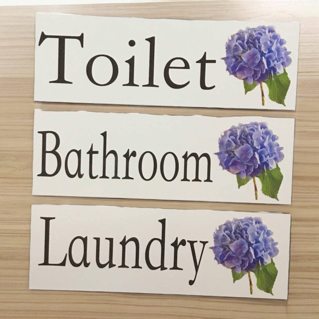 Hydrangea Flower Door Sign Toilet Laundry Bathroom - Etsy