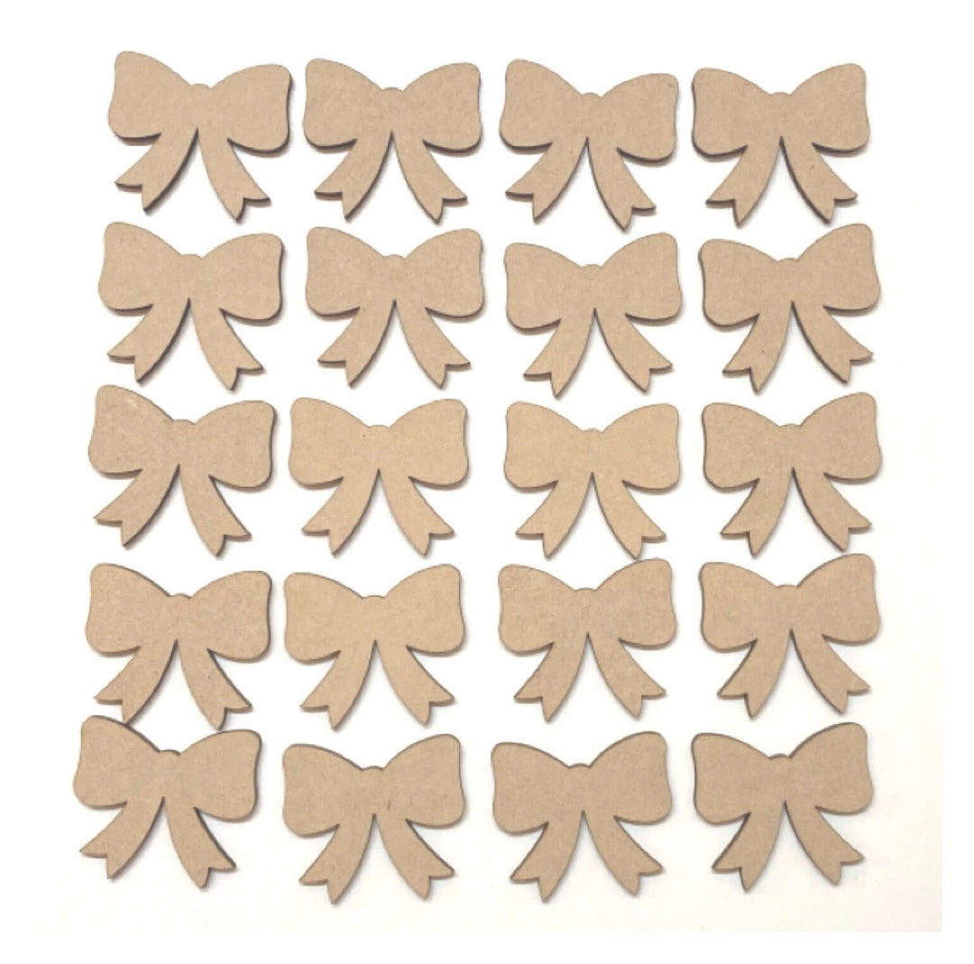 Bow Set of 20 Shape Wooden MDF DIY - Etsy