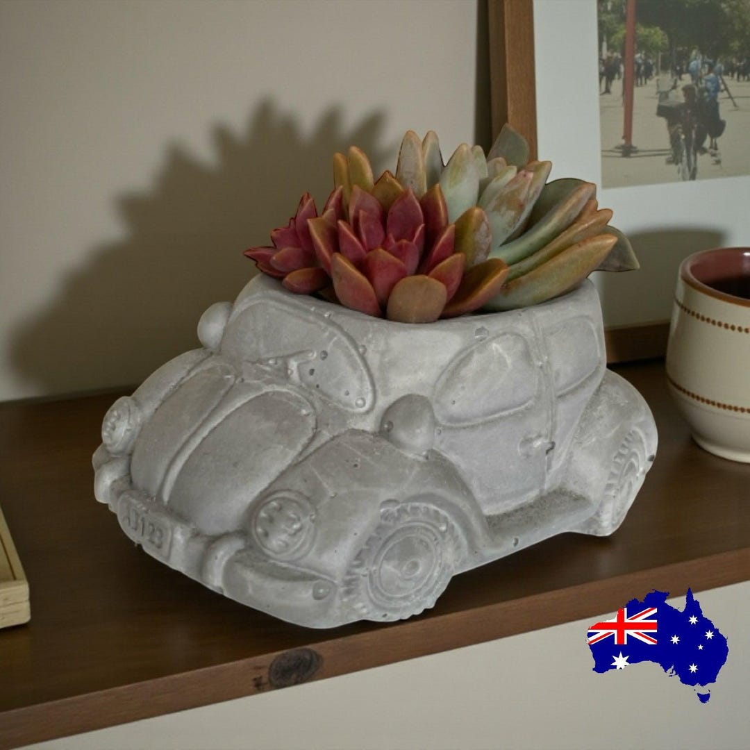 Planter Pot Car Beetle VW Aussie Handmade Concrete - Etsy