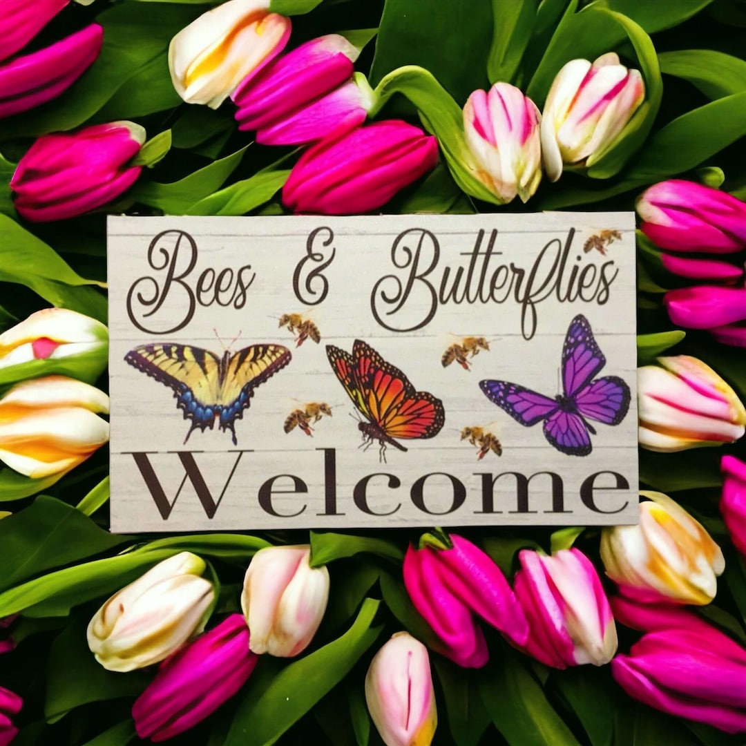 Bees & Butterflies Welcome Sign - Etsy