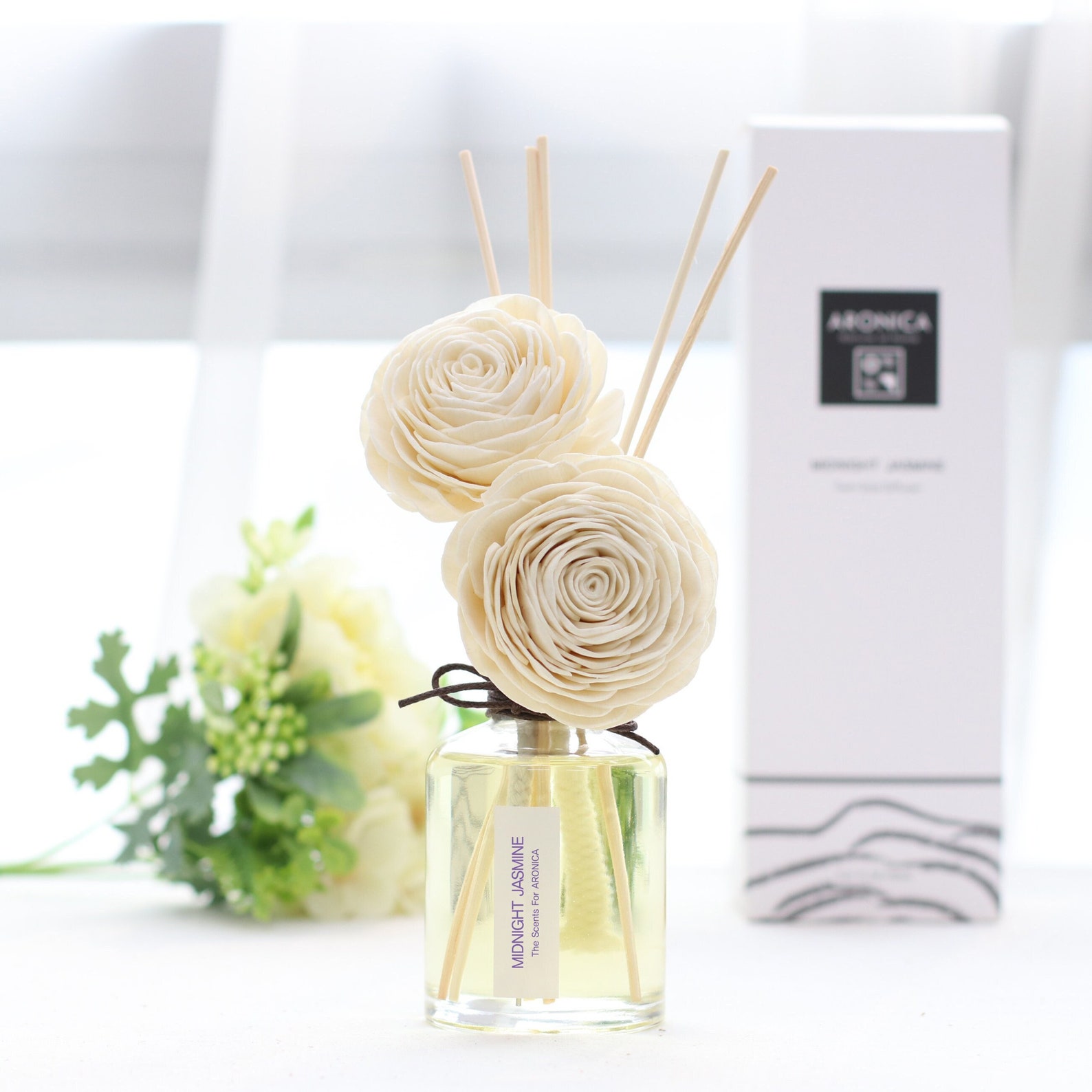 Midnight Jasmine Reed Diffuser Flower Diffuser Scented Room Fragrance ...