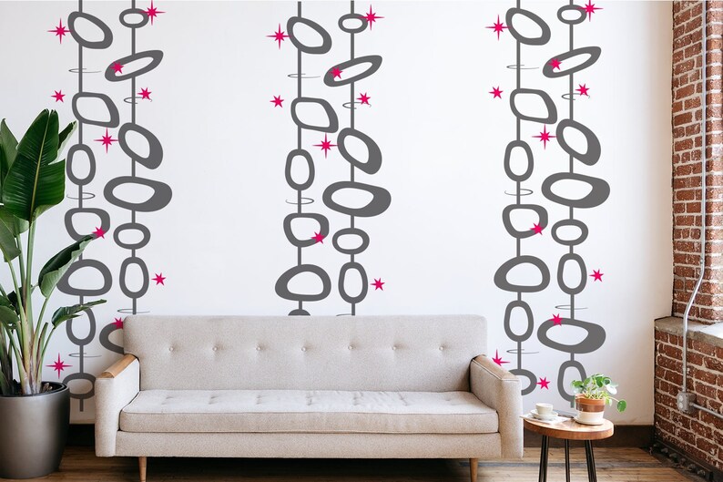 Mid-century Modern Star Chain Pattern Mid Century Modern Wall - Etsy