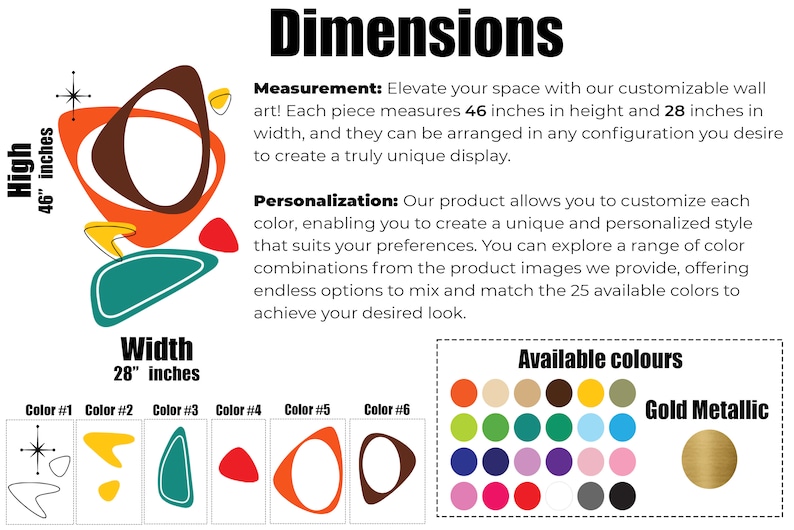 Atomic Age and Retro Shapes From the 1950s, Mid-century Modern Wall Art ...