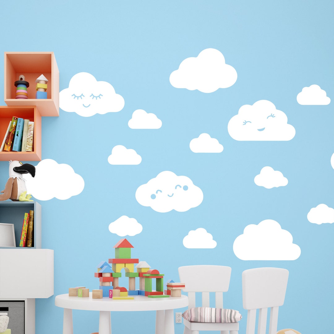 Calcomanías de pared de nubes sonrientes para la decoración del cuarto ...