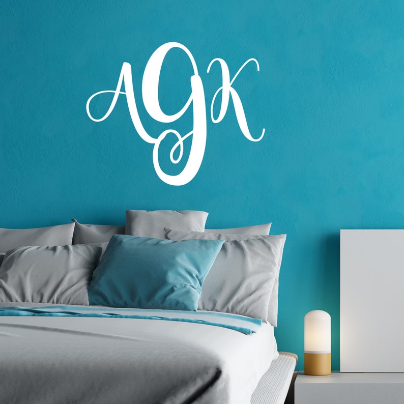 Initial Monogram Wall Decor Bedroom Wall Decal Initial Wall - Etsy