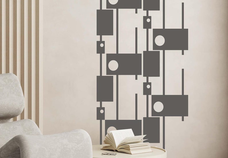 Mid-century Modern Wall Decal | Retro Geometric Peel & Stick Decor - Etsy