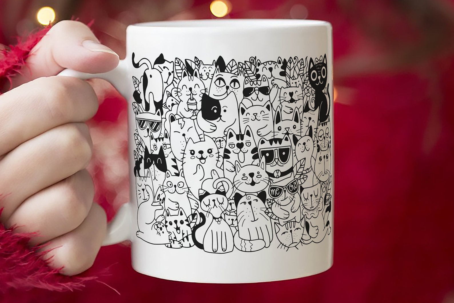 Hand Drawn Cat Mug Love Cat Cute Cat Funny Mug Lover Gift - Etsy