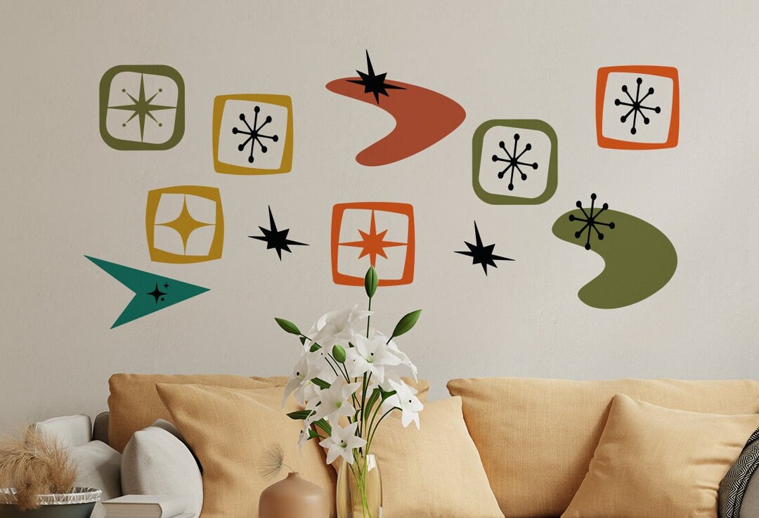 Retro MCM Starburst Mid Century Wall Decal | Vintage-inspired Home ...