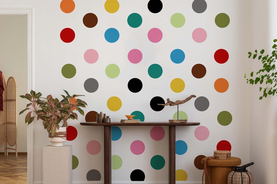 Retro 70s Circle Wall Decals: Peel and Stick Stickers, Set of 48 - Etsy