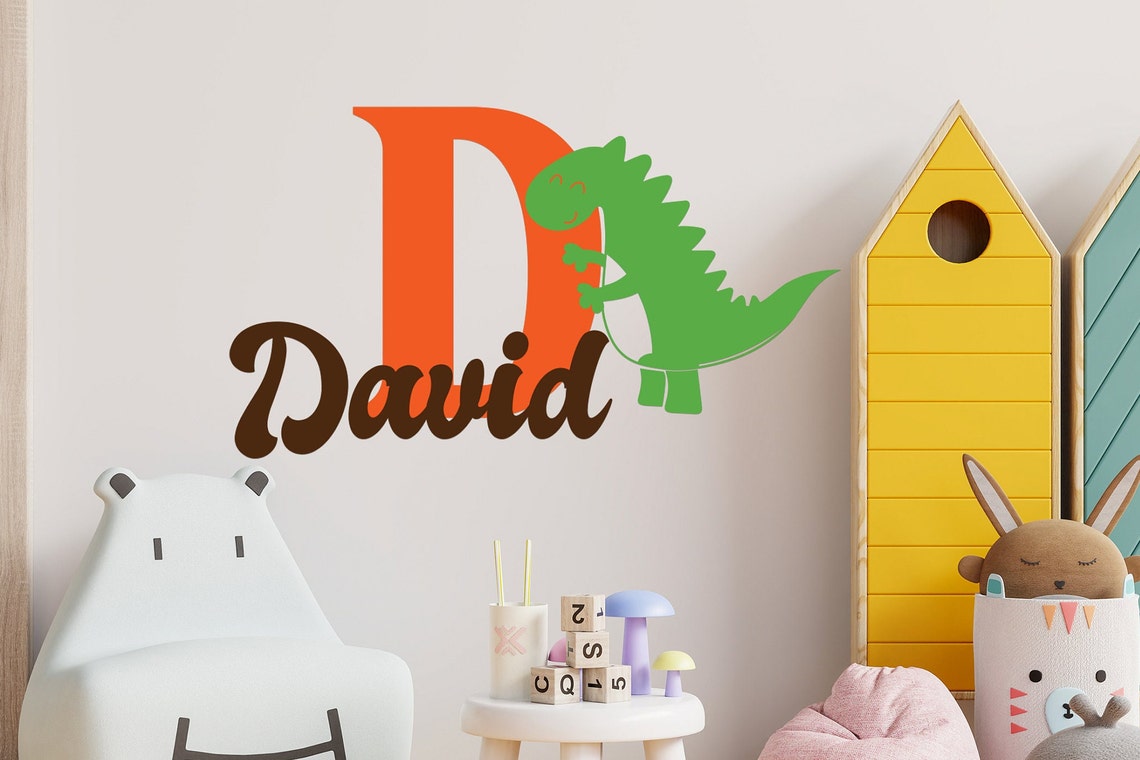 Dinosaur Monogram Name Wall Decal Children Name Wall Decal | Etsy
