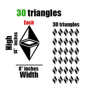 Custom Triangle 3D Geometric Wall Decals, Retro 70s Decor, Oval Shapes ...