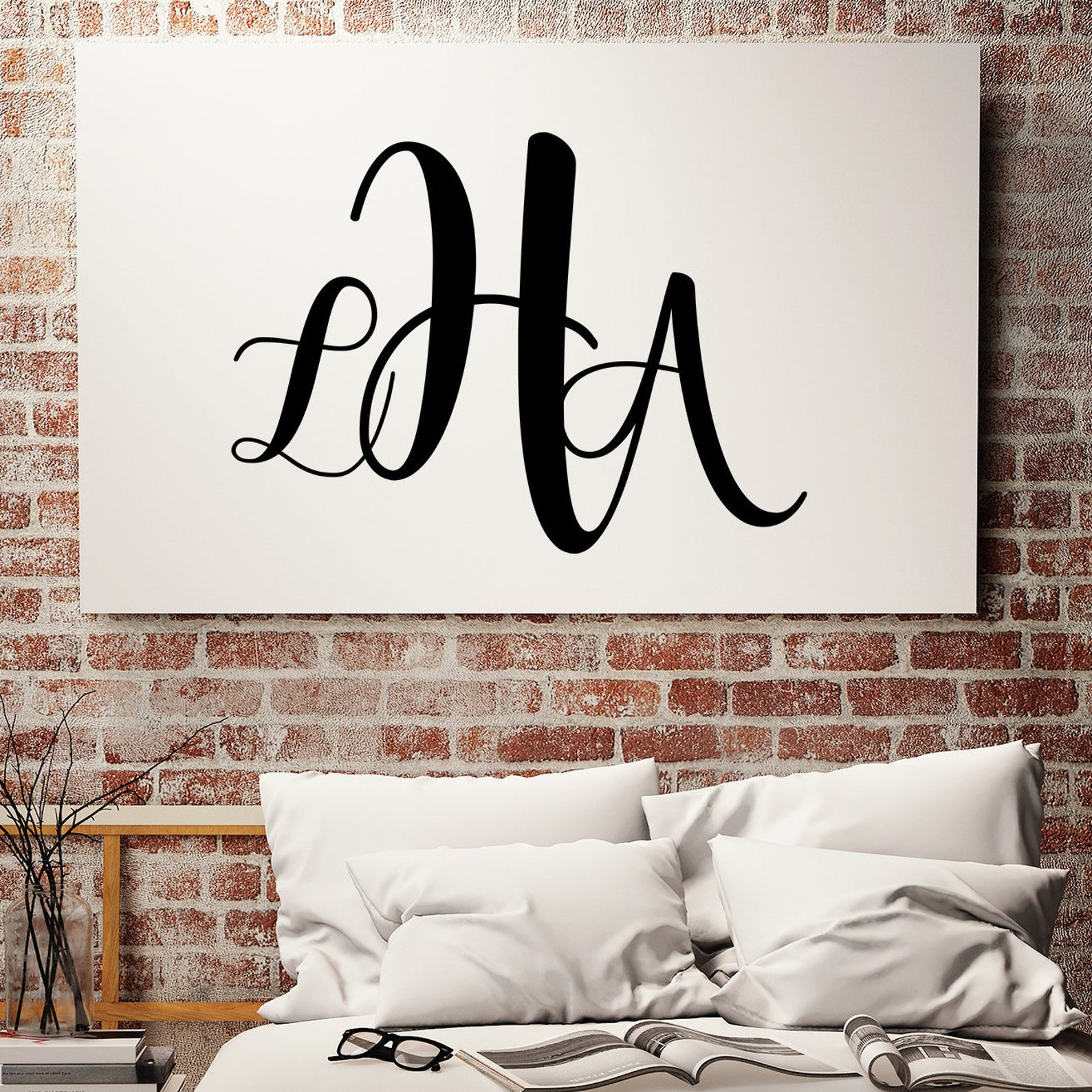 Initial Monogram Wall Decor Bedroom Wall Decal Initial Wall - Etsy