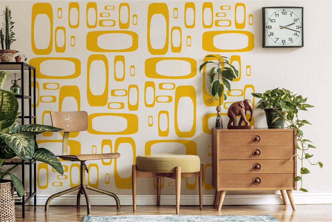 Mid Century Square Pattern Wall Decal - Modern Design for Stylish Home ...