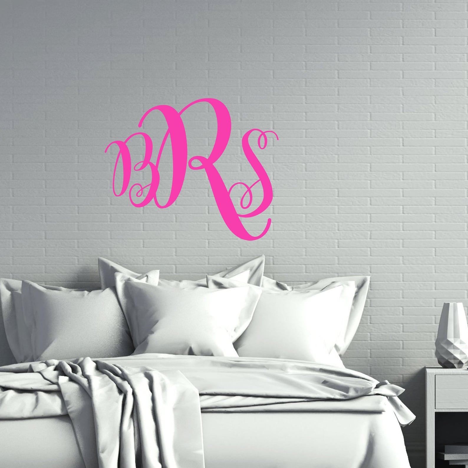 Initial Monogram Wall Decor Bedroom Wall Decal Initial Wall - Etsy