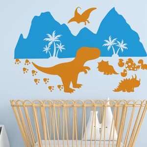 Dinosaur Scene Wall Decal, Dinosaur Inspired Kids, Dinosaur Wall Decor ...