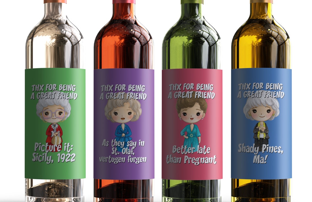 Golden Set of 4 Stickers, Party Wine Labels, Wine Labels, Wine Label ...