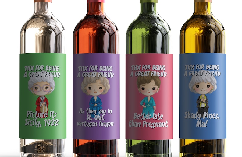 Golden Set of 4 Stickers Party Wine Labels Wine Labels Wine | Etsy