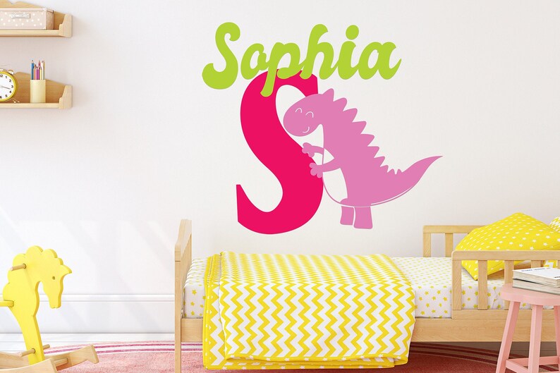 Dinosaur Monogram Name Wall Decal Children Name Wall Decal | Etsy
