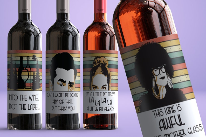 Family Set 4 Party Wine Labels Wine Label Stickers David - Etsy