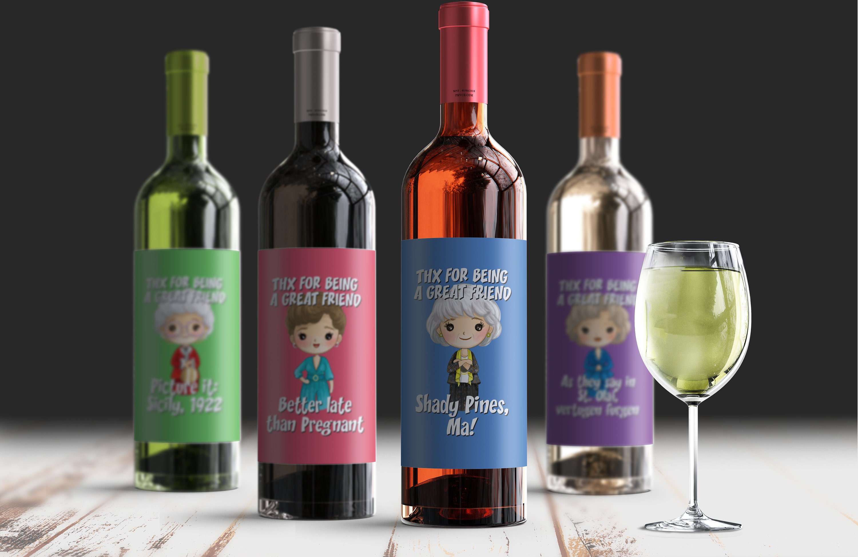 Golden Set of 4 stickers Party Wine Labels Wine Labels Wine | Etsy